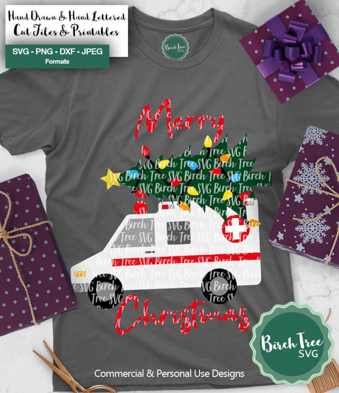 Ambulance Christmas Tree Svg, Nurse Svg, Christmas Tree Svg, Christmas ...