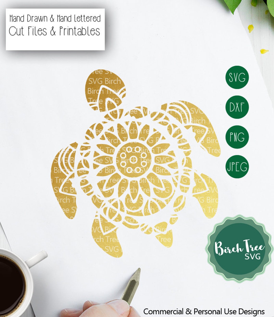 Turtle Mandala Svg Cut File Turtle Svg Turtle Zentangle SVG | Etsy
