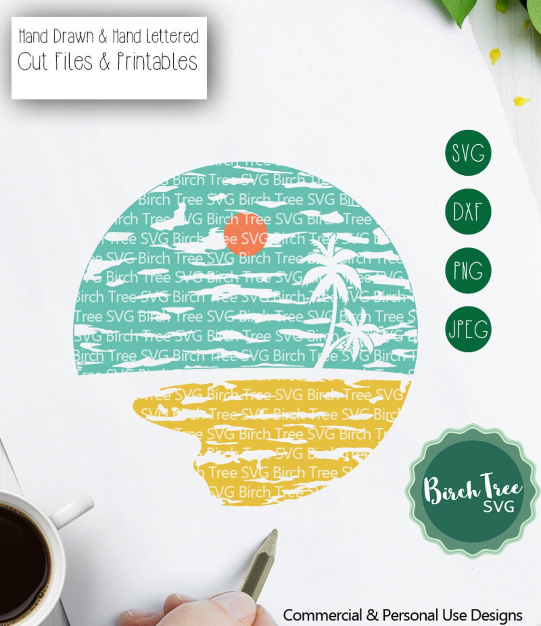 Sunset SVG, Summer SVG, Beach Svg, Palm Trees Svg, Tropical SVG Cutting ...