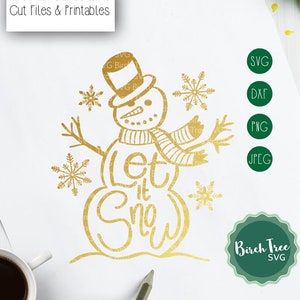 Let It Snow Snowman SVG Cut File, Christmas Saying Let It Snow Svg ...