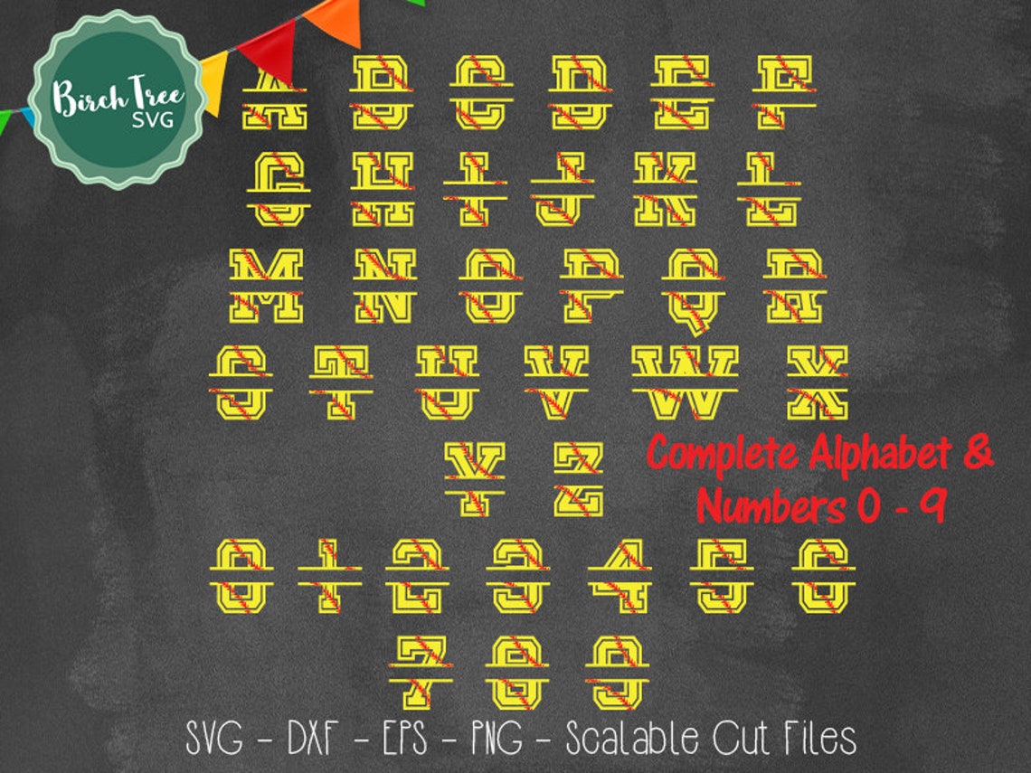 Split Softball Font Svg Split Monogram Softball Alphabet SVG | Etsy