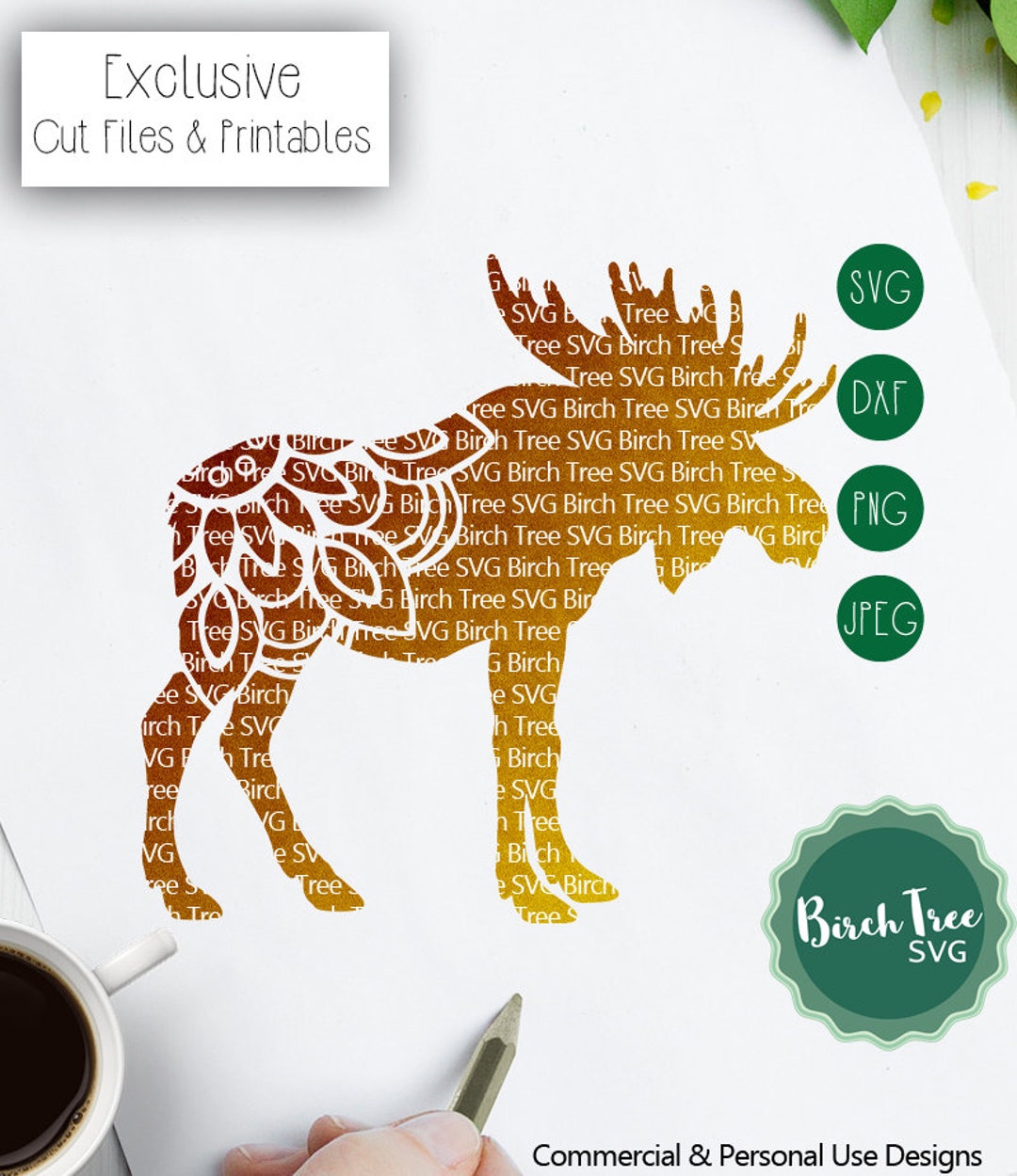 Moose Mandala Svg Cut File, Moose Svg, Moose Bull SVG, Alaska Svg ...