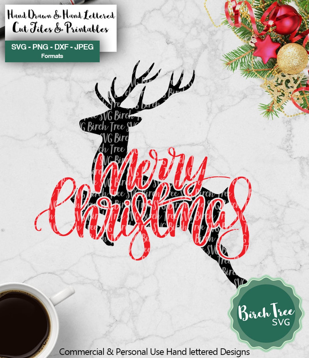 Merry Christmas Reindeer SVG Cut File, Christmas Svg, Leaping Reindeer ...