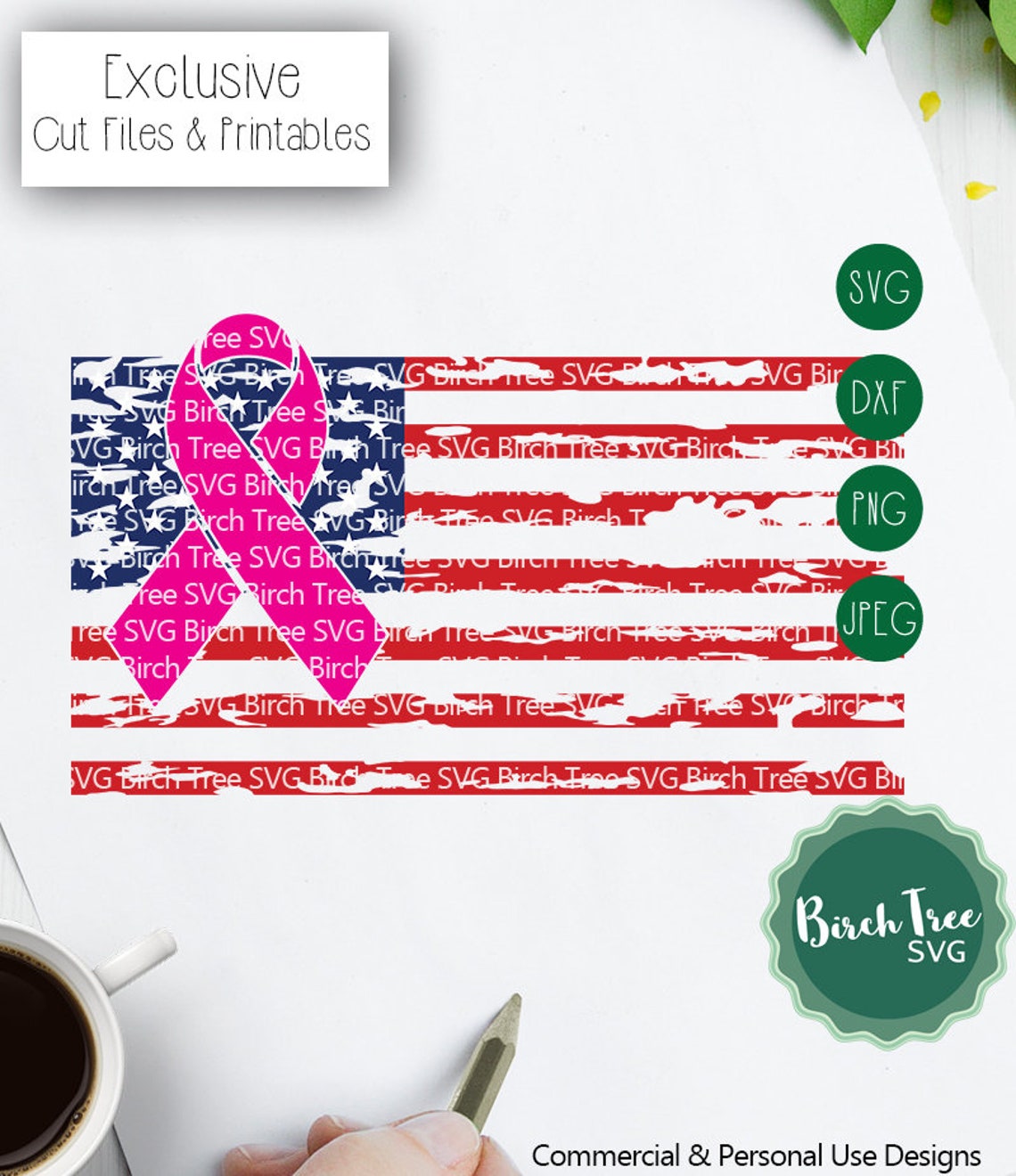 Cancer Svg Distressed Flag Svg Pink Ribbon Svg USA Svg - Etsy