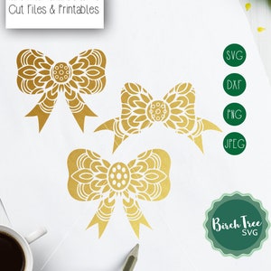 Mandala Bow SVG Cut File, Bow SVG Bundle, Bow Clipart, Bow Tie Svg, Bow ...