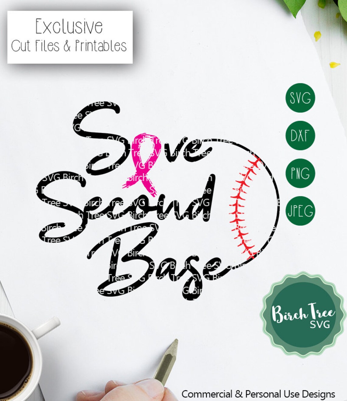 Save Second Base Svg, Pink Ribbon Svg, Cancer Svg, Baseball Svg, Breast ...