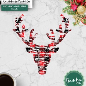 Distressed Grunge Reindeer SVG, Christmas SVG, Buffalo Plaid Reindeer ...