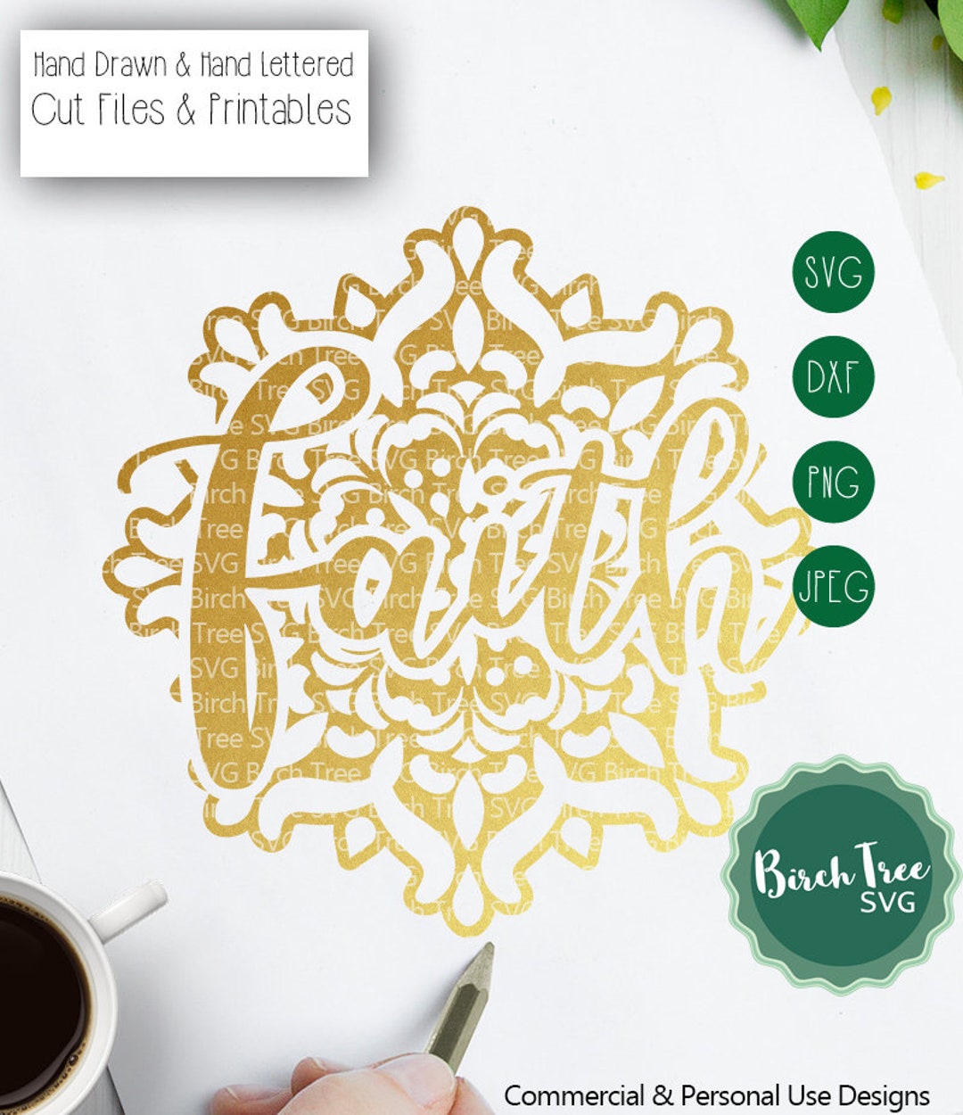 Faith Mandala SVG Cut File, Faith SVG, Mandala Clipart, Faith Zentangle ...