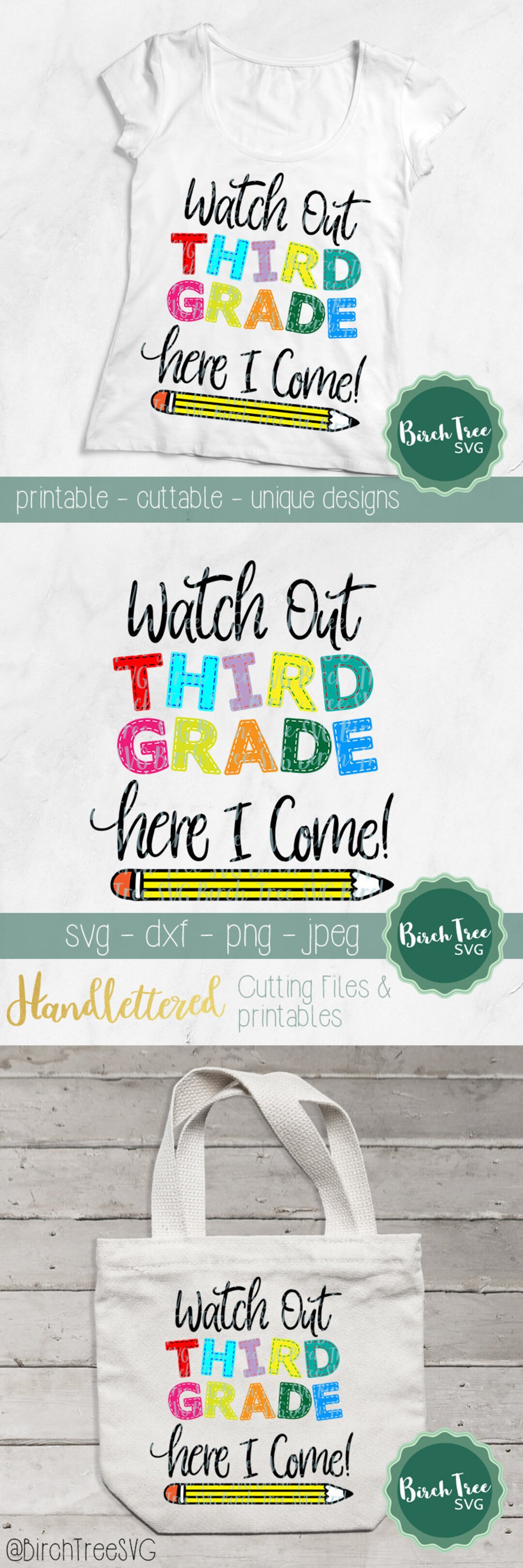 Watch Out Third Grade Here I Come SVG, 3rd Grade Shirt Svg, Teacher SVG ...
