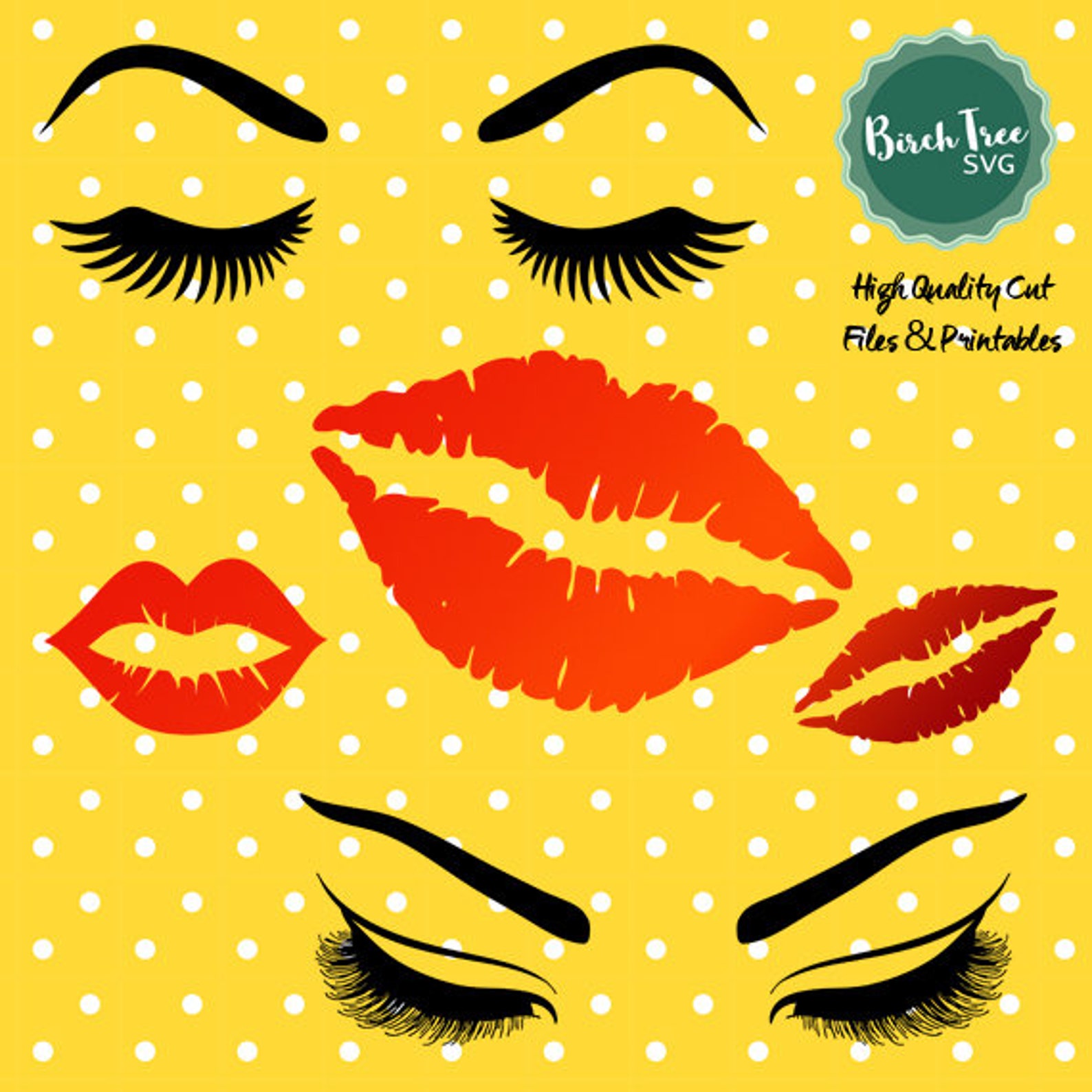 Eyelashes SVG Cut File Lips SVG Cut File Eyebrows Clipart | Etsy