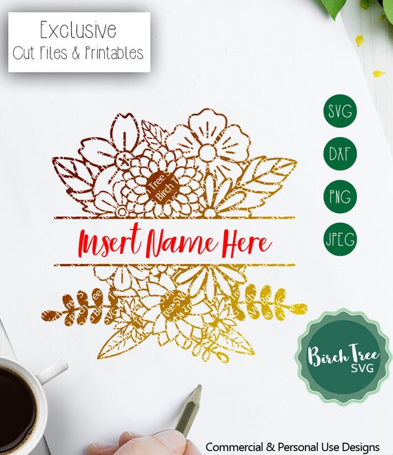 Flower Monogram Svg Flower Border Svg Flower SVG Wedding - Etsy Norway
