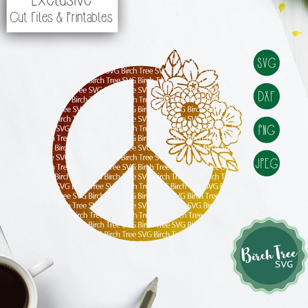 Floral Peace Sign - Etsy