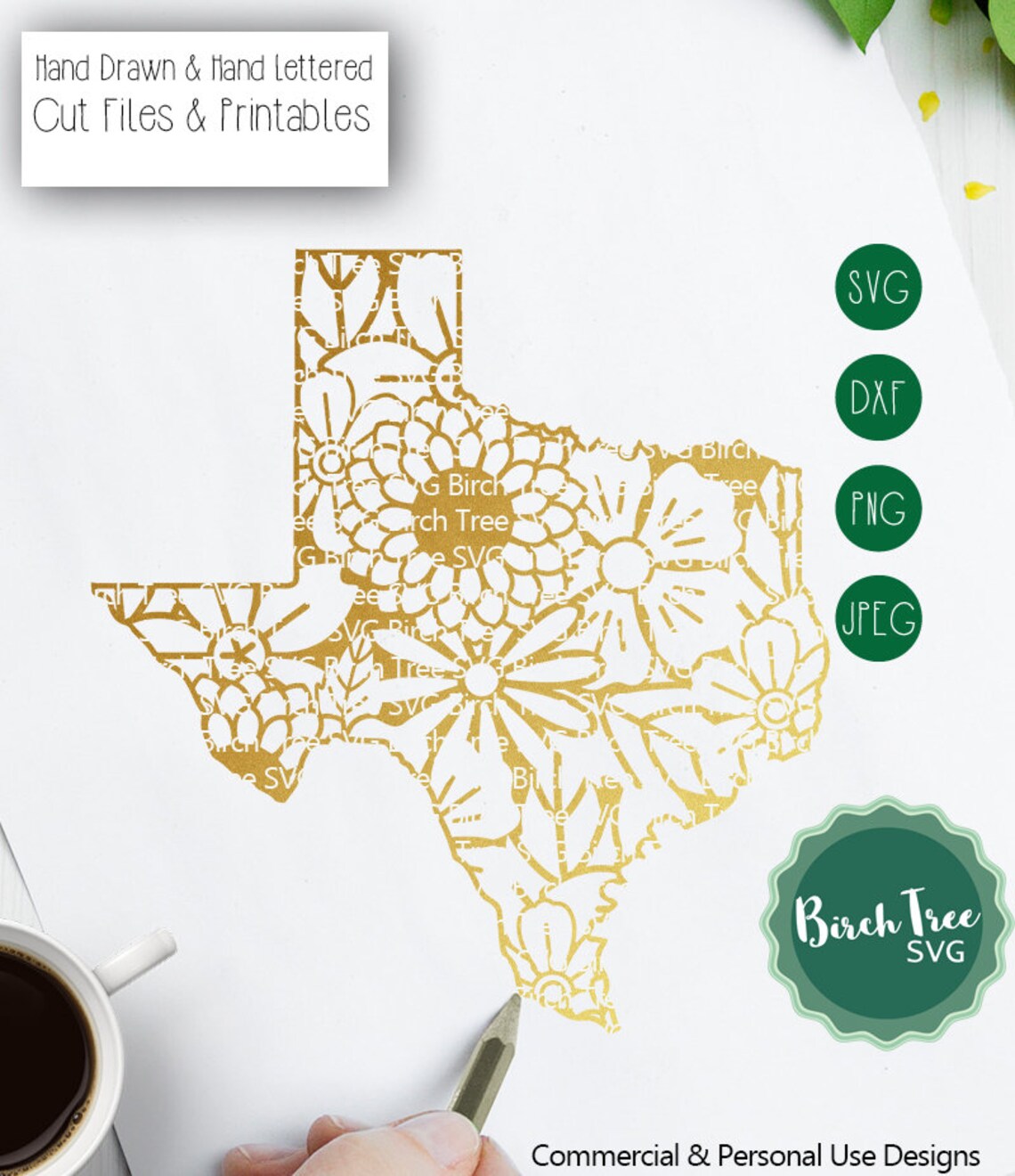 Floral Texas SVG Texas SVG Cut File Texas Png Texas State - Etsy