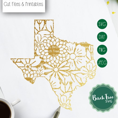 Floral Texas SVG Texas SVG Cut File Texas Png Texas State - Etsy