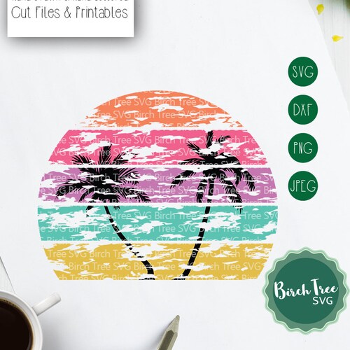 Beach Svg Sunset Svg Palm Tree Svg Dxf Cutting File Summer Svg - Etsy