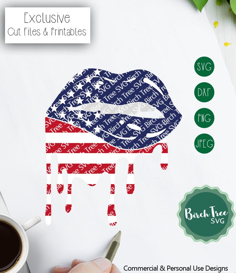 American Flag Lips SVG 4th of July Svg America SVG USA Svg - Etsy UK
