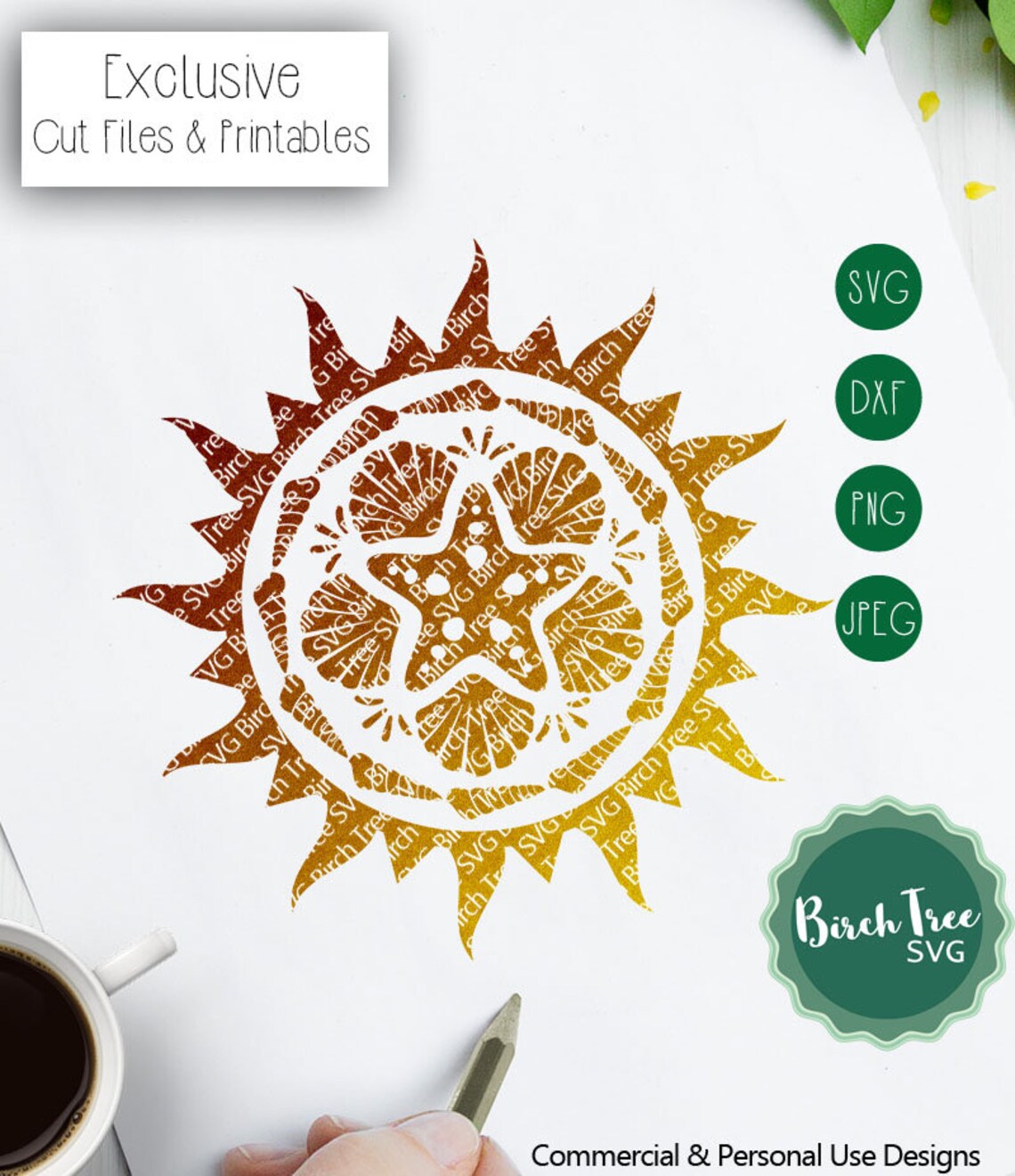 Sunshine Summer Mandala SVG Cut File, Seashell SVG, Starfish Svg Beach ...