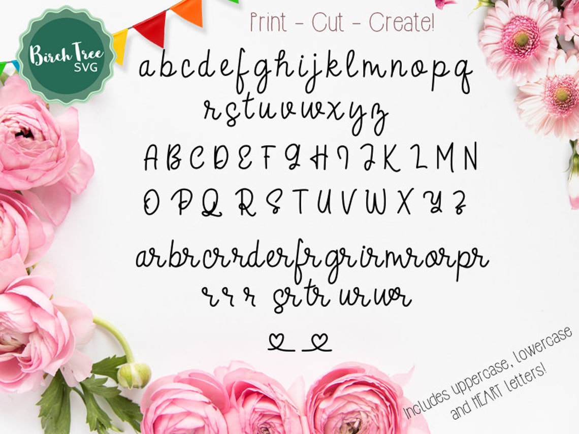 Heart Font Svg Cutfile Modern Calligraphy SVG Svg Fonts | Etsy