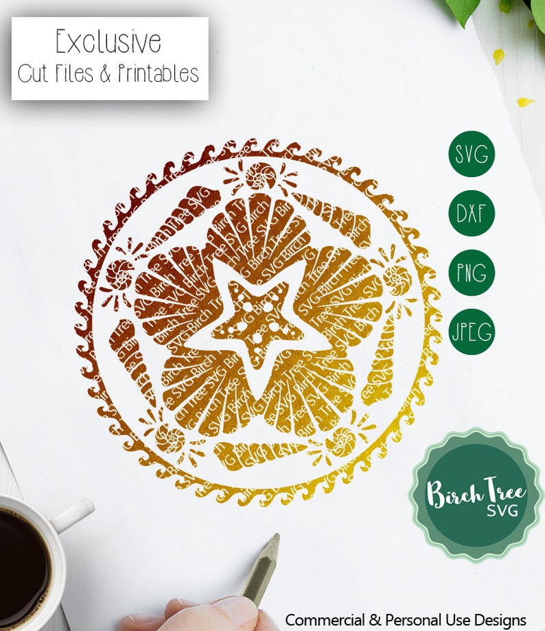 Beach Mandala SVG Cut File Seashell Mandala SVG Ocean - Etsy