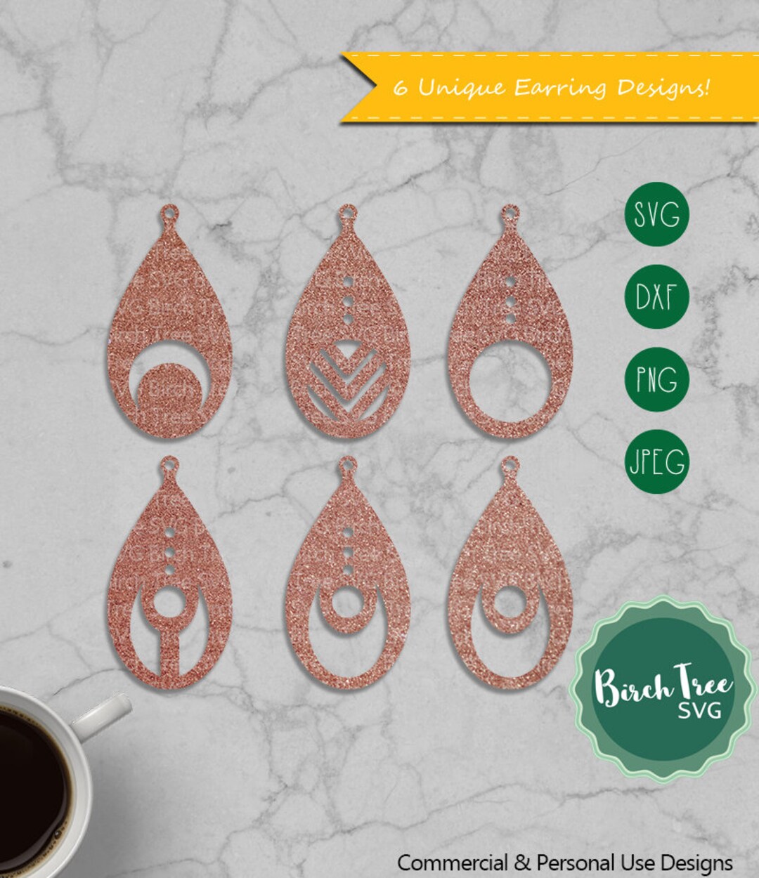 6 Modern Earring Designs, Earring Svg Templates, Earring Cutting Files ...