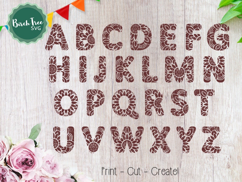 Mandala Alphabet SVG Fonts Cutfile, Mandala SVG, Mandala Font Svg ...