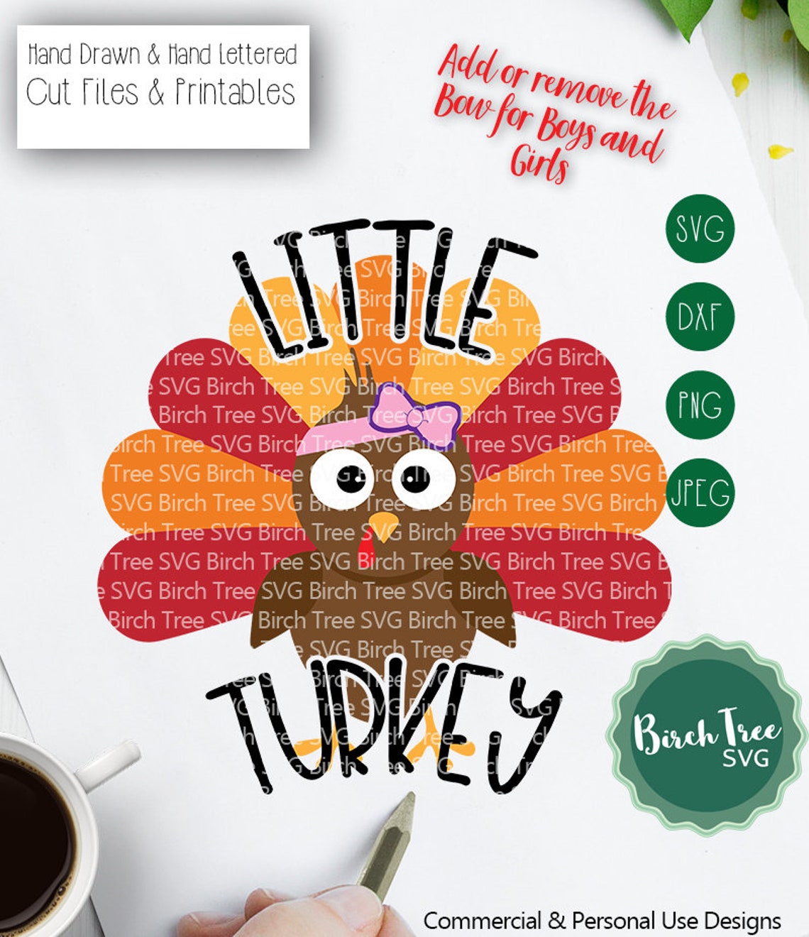 Little Turkey SVG Thanksgiving Svg Turkey With Bow Svg Kids - Etsy
