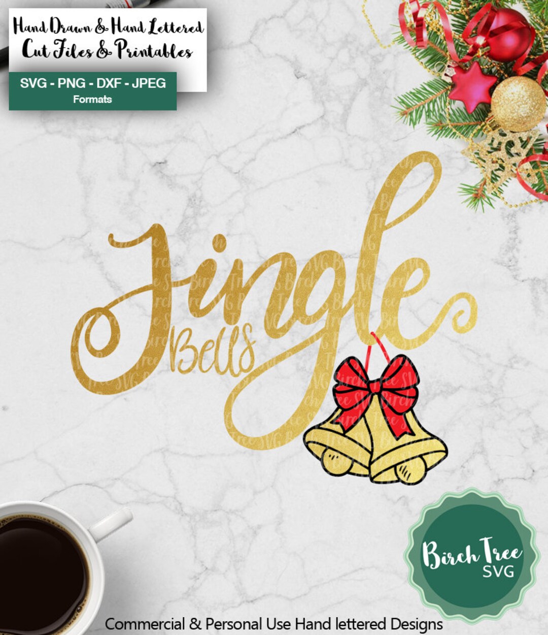 Jingle Bells SVG Cut File Hand Lettered Christmas Saying Jingle Bells ...