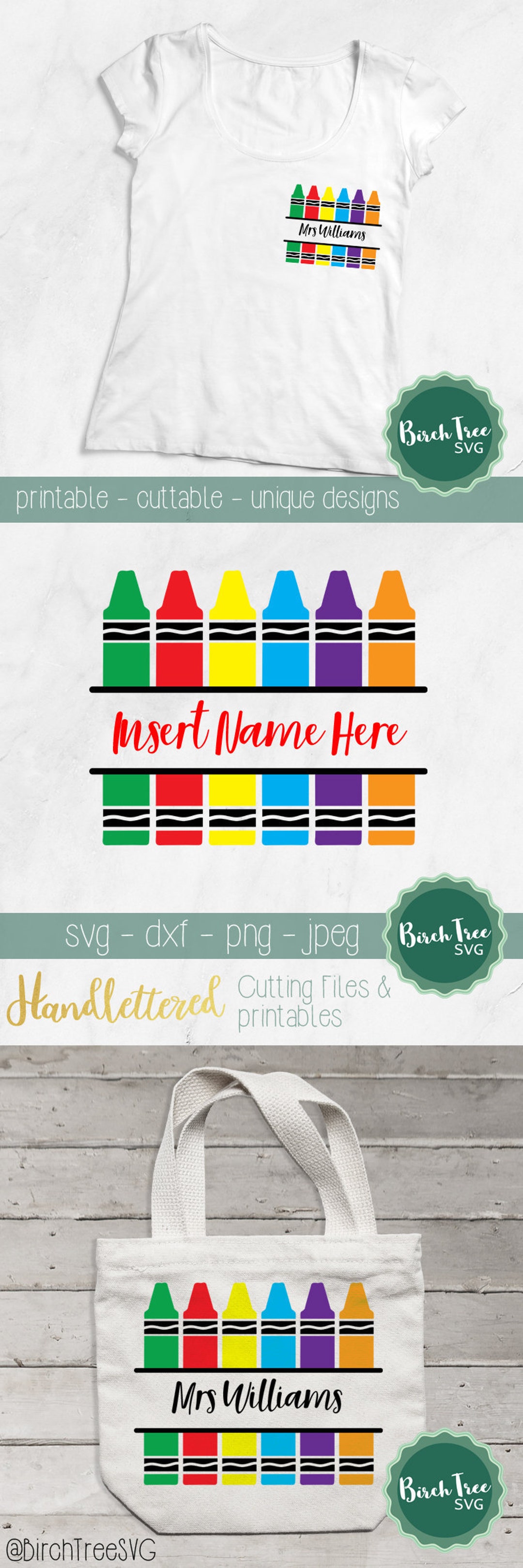 Teacher Name Monogram SVG, Teacher Svg, Name Badge Svg, Crayons Svg ...