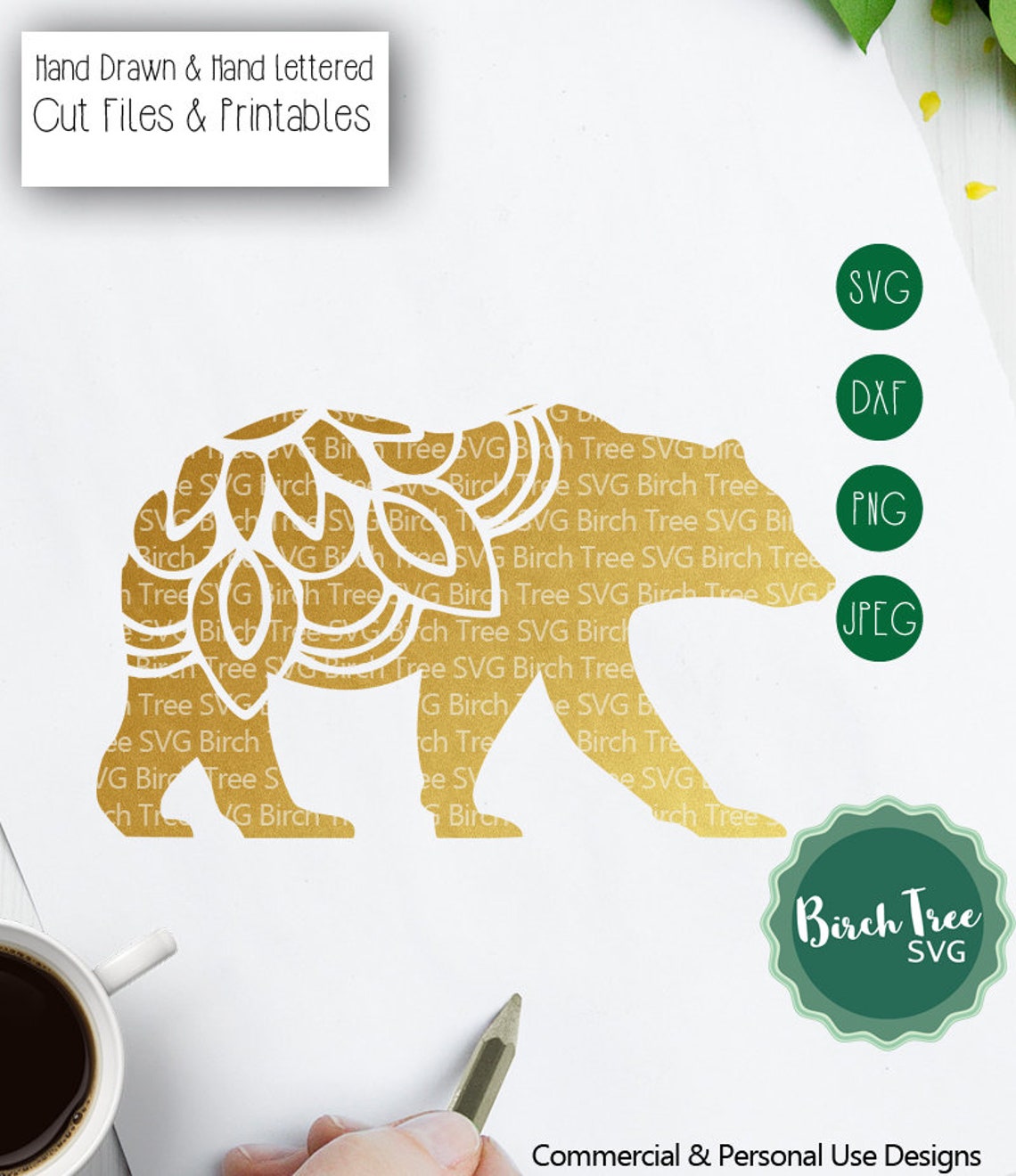 Bear Mandala SVG Cut File Bear SVG Bear Clipart Boho Svg | Etsy