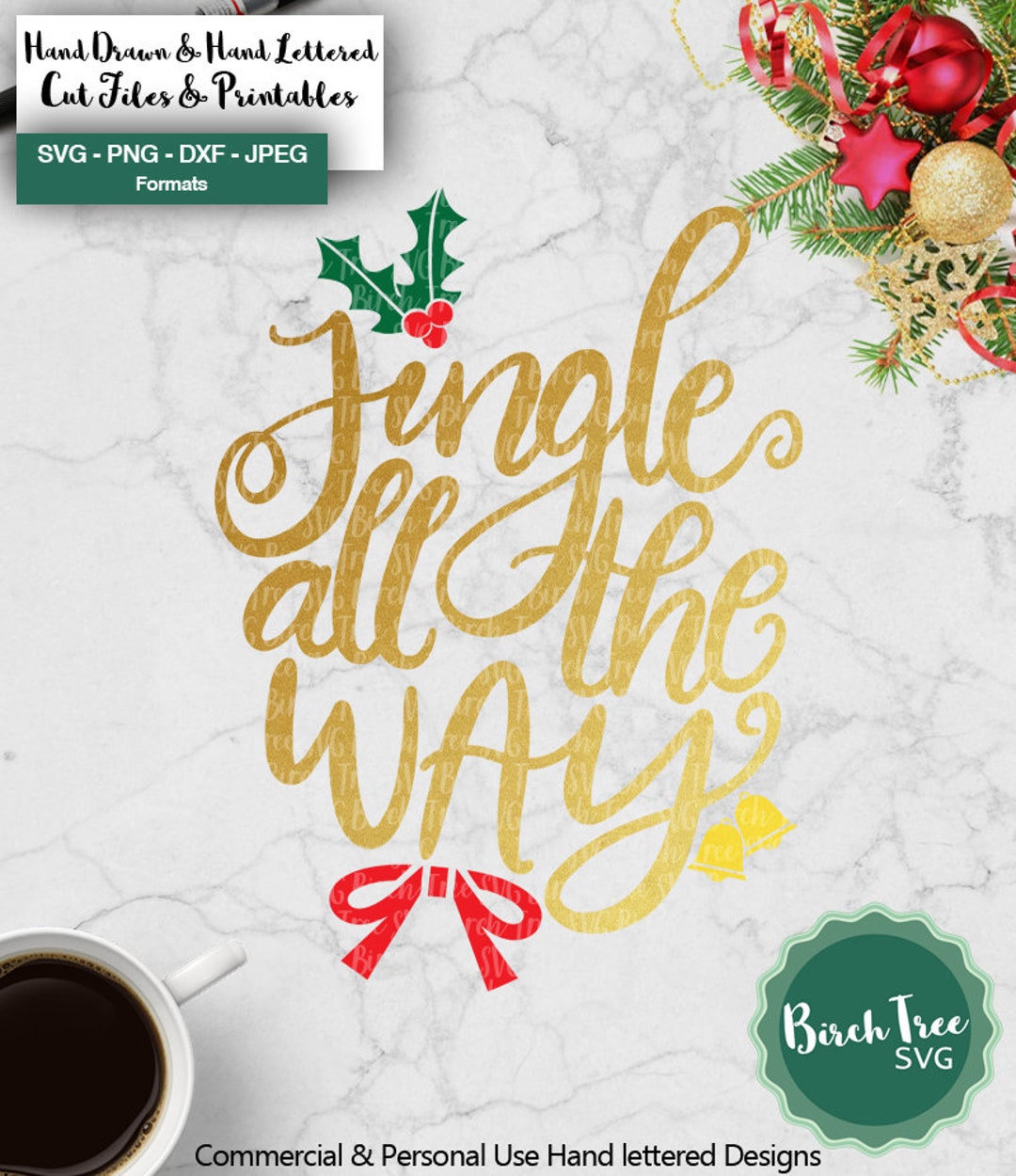 Jingle All the Way SVG Cut File, Christmas Saying Jingle Bells Svg ...