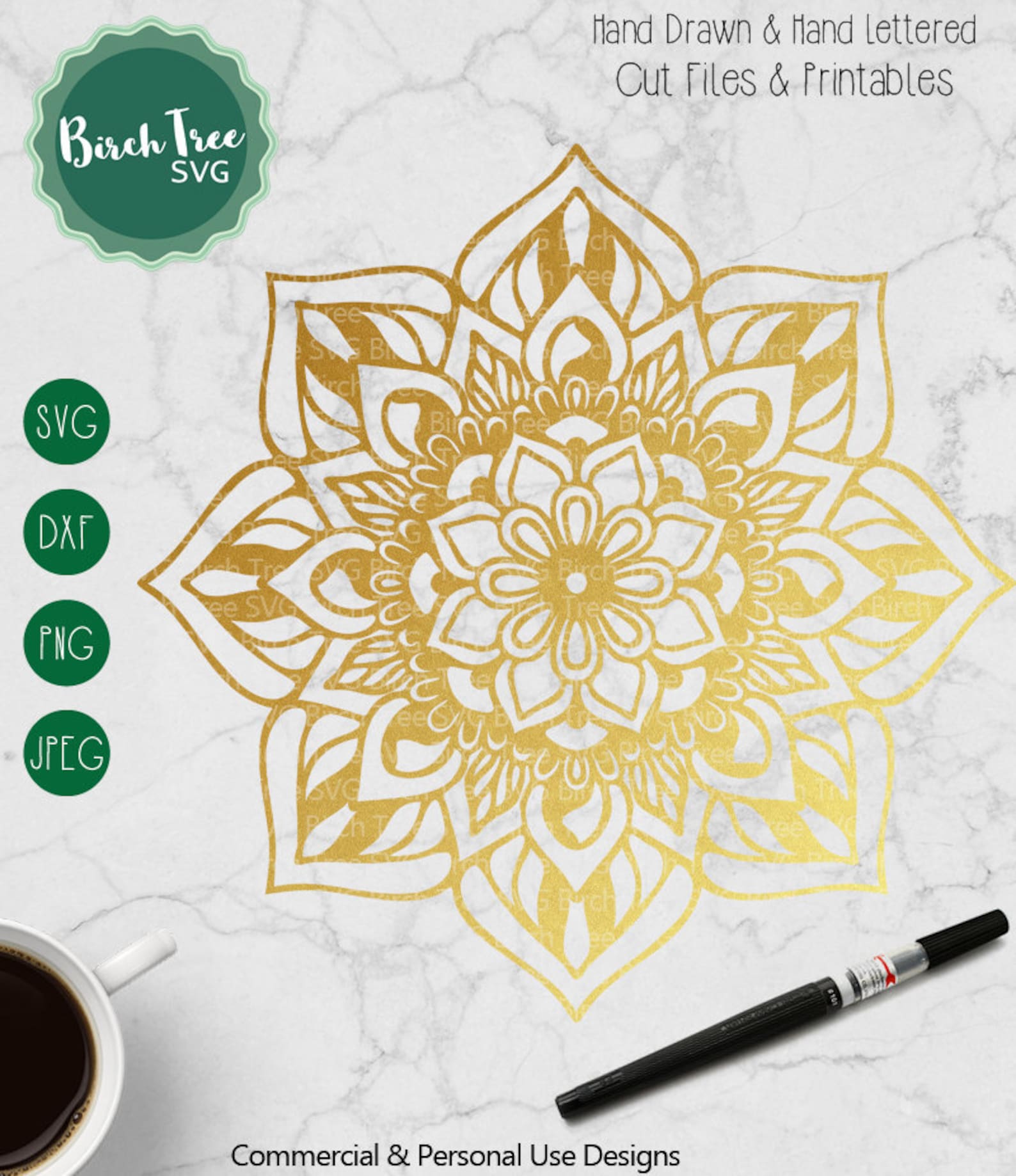 Mandala SVG Boho SVG Mandala Clipart Floral Decal Design - Etsy