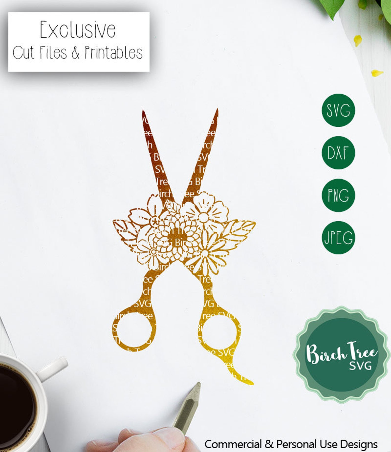 Floral Scissors Svg Hairdresser Svg Embroidery Svg | Etsy