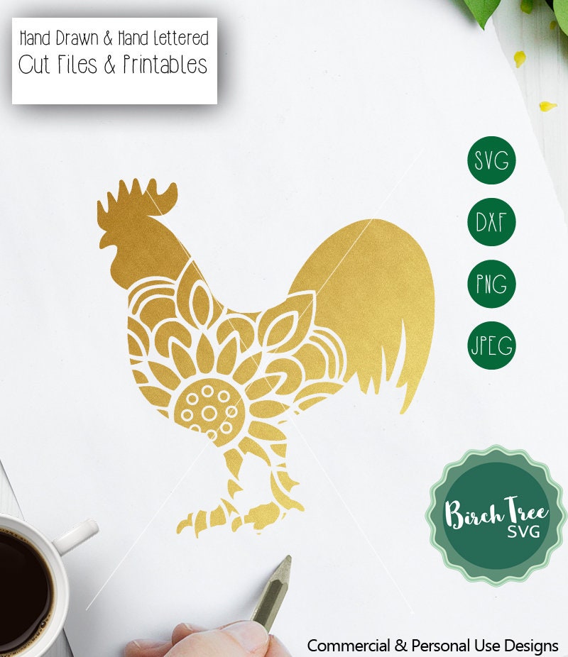 Hahn Mandala Svg schneiden Datei Hahn Svg Floral Zentangle | Etsy