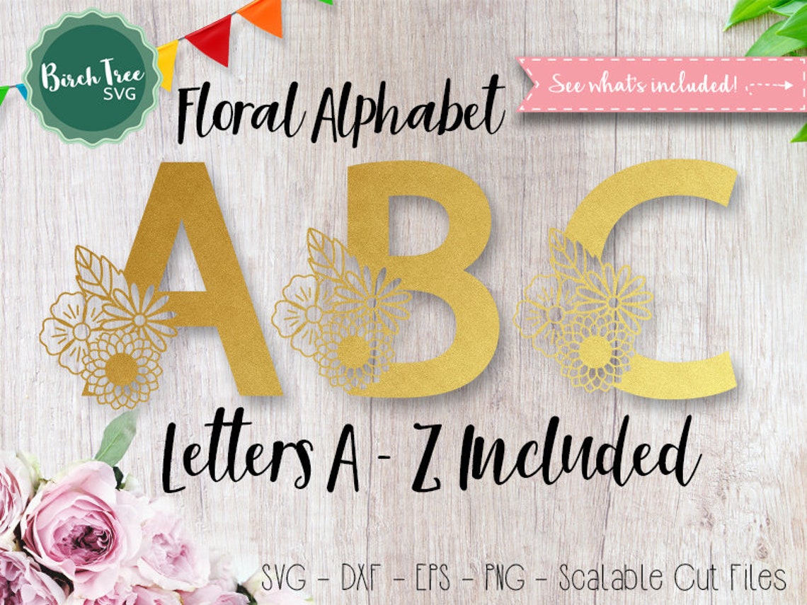 Flower Alphabet SVG, Monogram SVG, Flower Letters Svg Cut Files, Floral ...