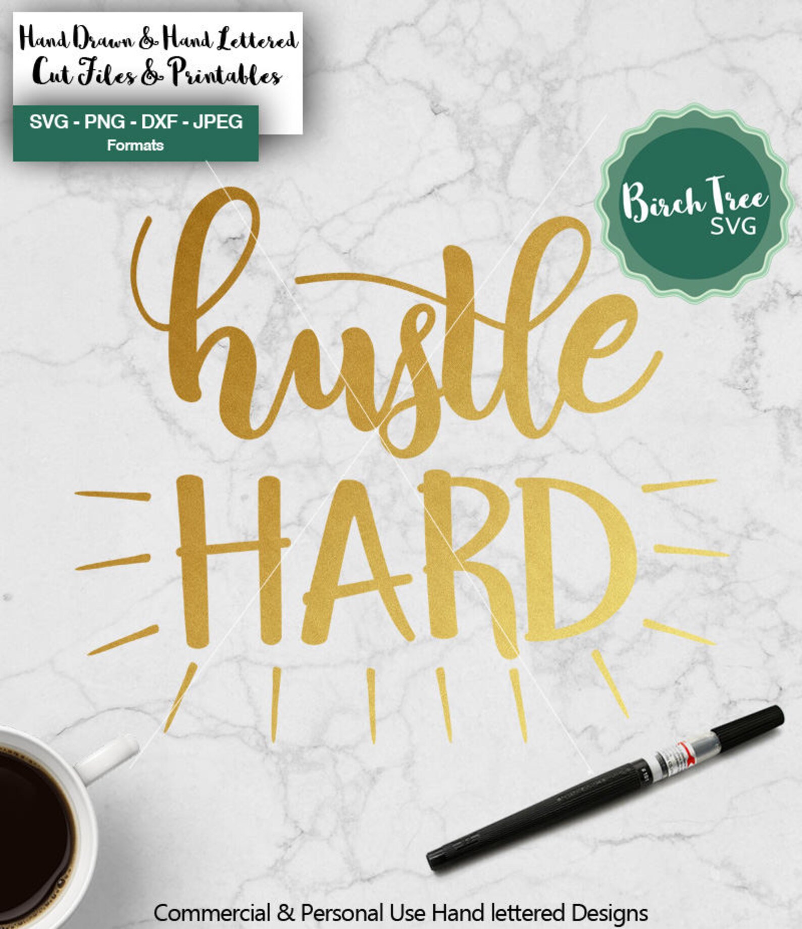Hustle Hard SVG Motivational SVG Inspirational Quote SVG - Etsy