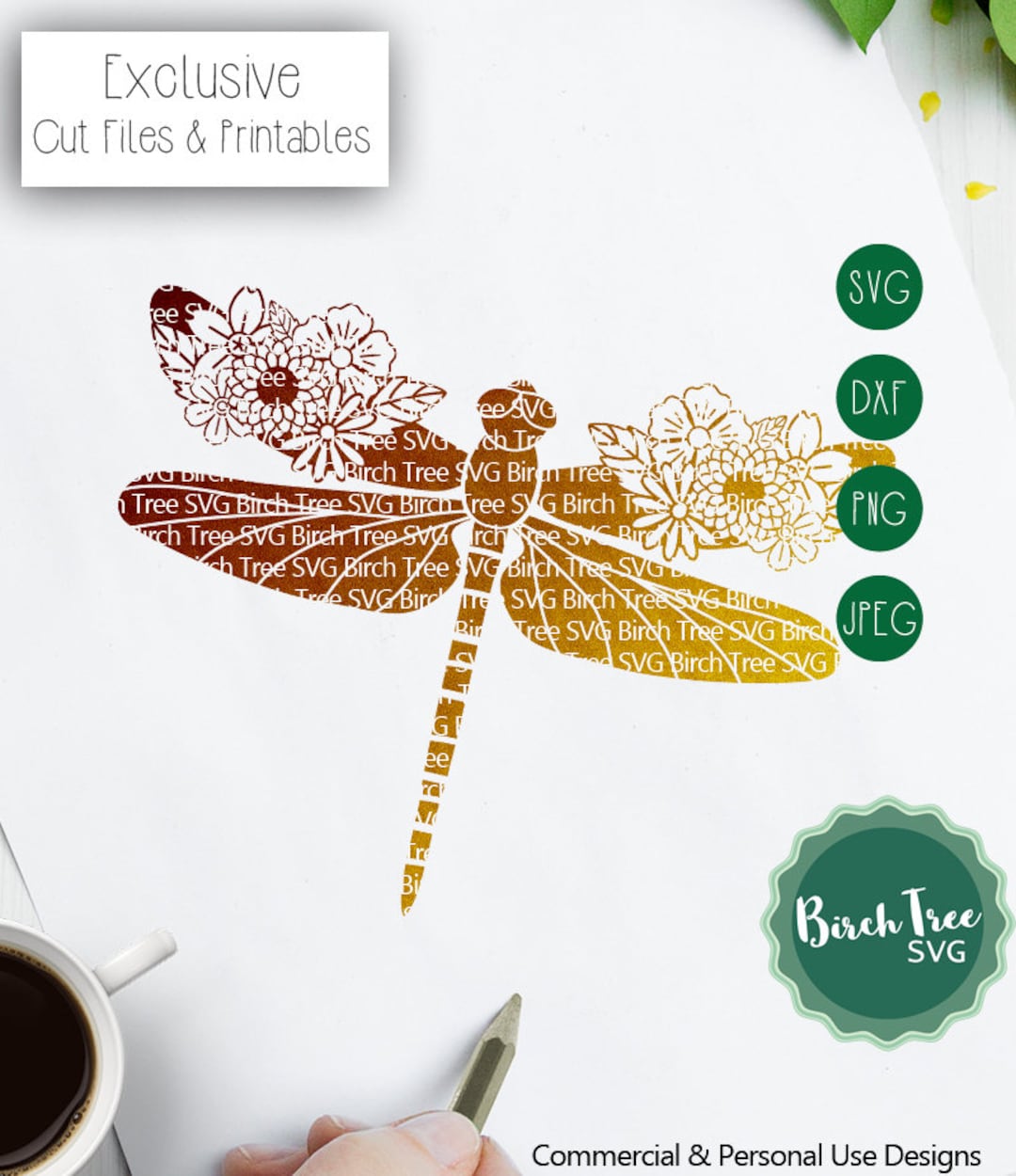 Floral Dragonfly Svg, Dragonfly Mandala SVG Cut File, Dragonfly Stencil ...