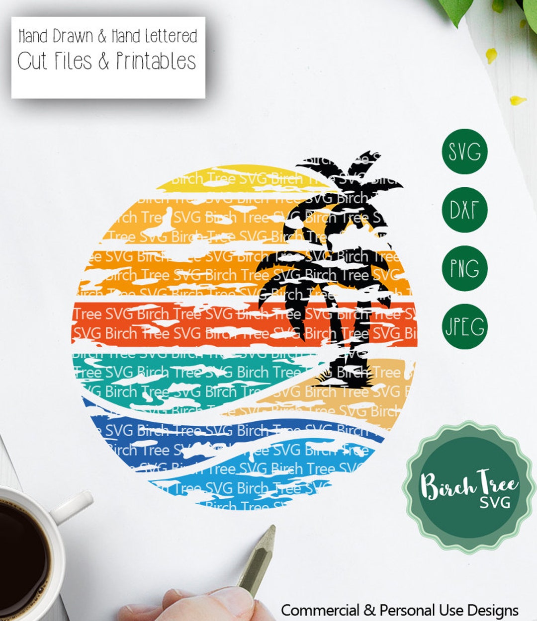 Tropical Sunset SVG, Summer SVG, Palm Trees Svg, Ombre Svg Beach SVG ...
