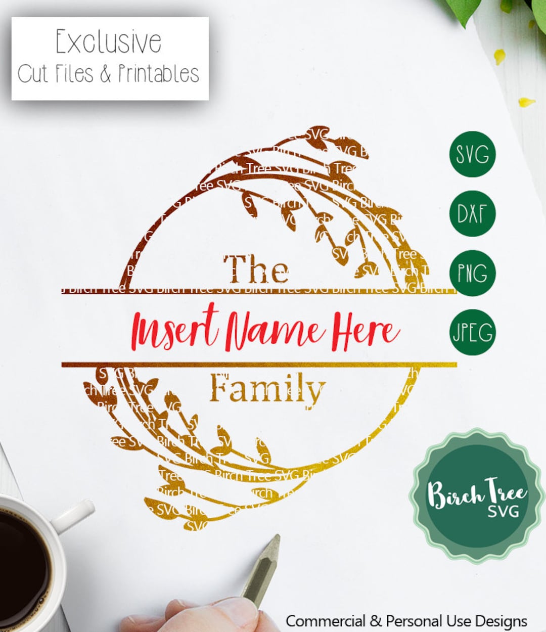 Family Name Monogram Svg, Split Monogram Svg Cut File, Surname Monogram ...