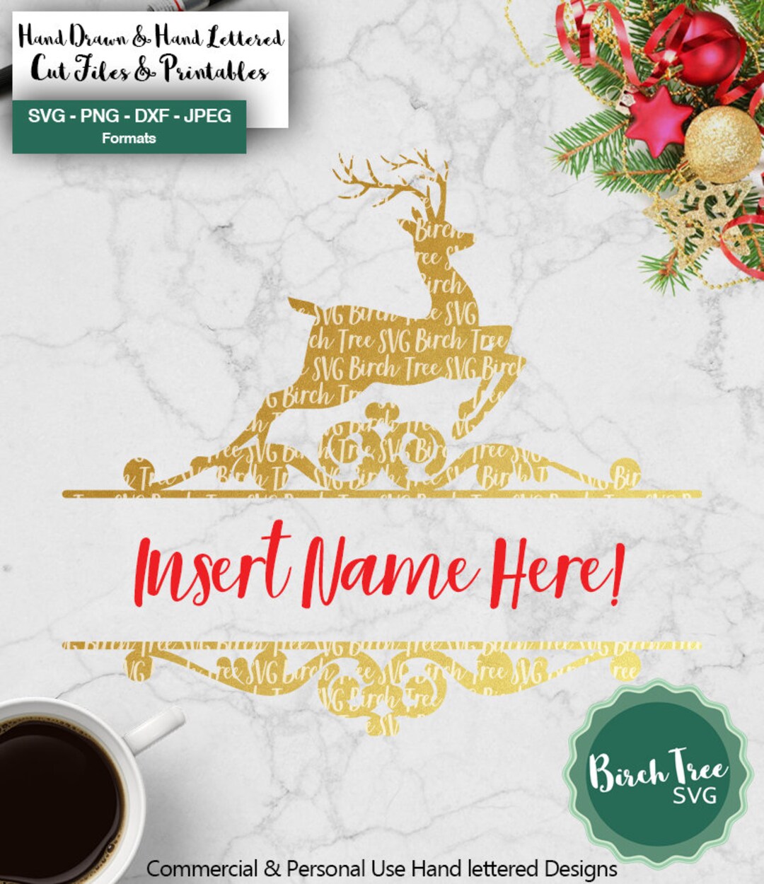 Reindeer Monogram SVG Cut File, Christmas Monogram Svg, Winter Monogram ...