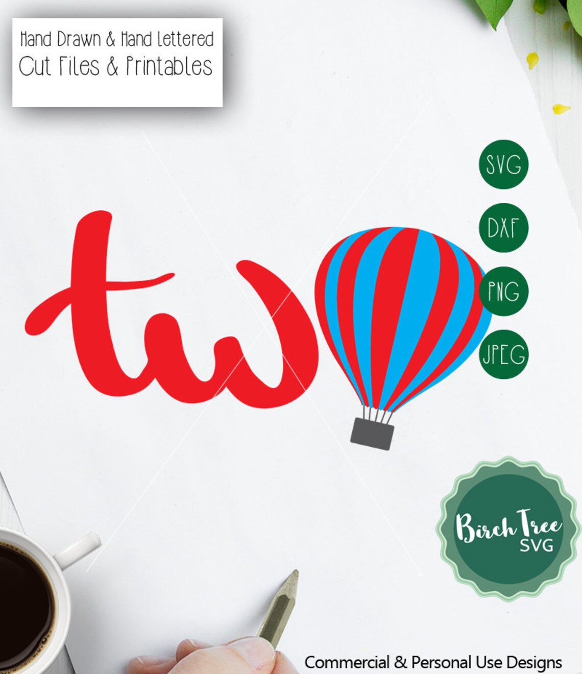 Two Hot Air Balloon SVG 2nd Birthday Svg Cutting File Second - Etsy