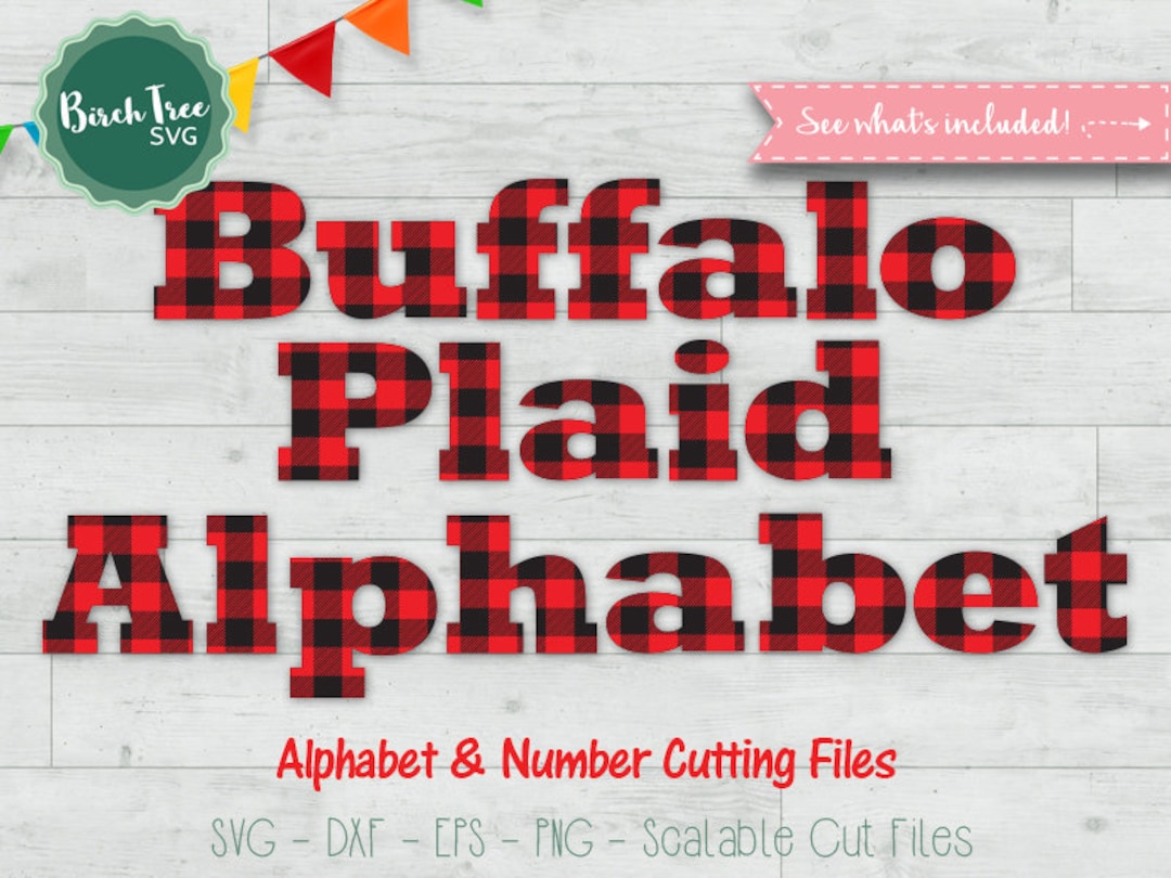 Buffalo Plaid Font SVG Cutfile Alphabet, Plaid Svg Font, Buffalo Plaid ...