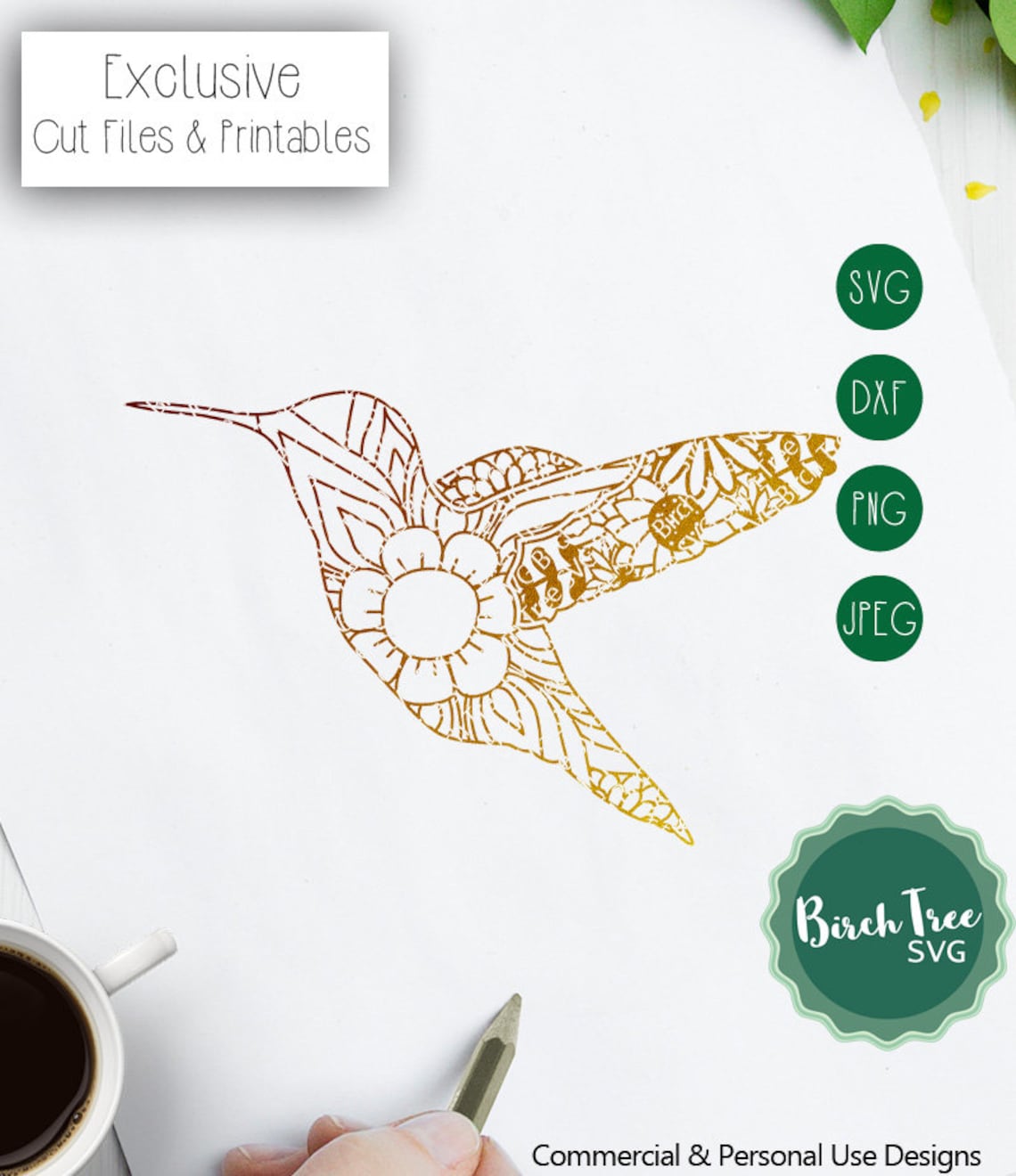 Floral Hummingbird Mandala SVG Cut File Svg Flowers - Etsy