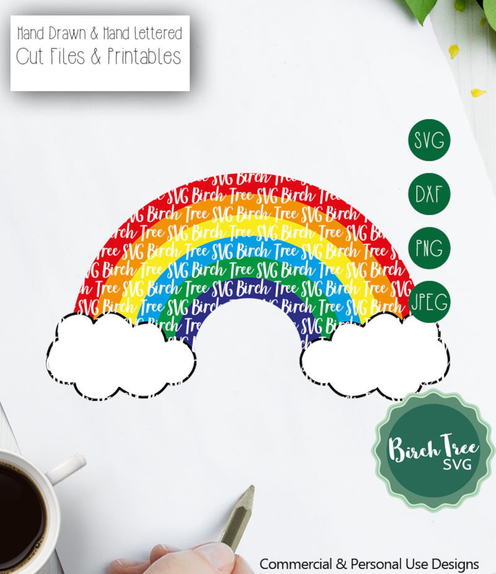 Rainbow Svg Rainbow With Clouds Svg Rainbow Cut File - Etsy