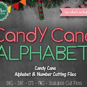Candy Cane Alphabet SVG Font Cutfile, Christmas Font SVG, Candy Cane ...