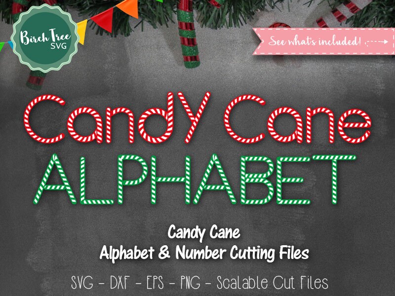 Candy Cane Alphabet SVG Font Cutfile, Christmas Font SVG, Candy Cane ...