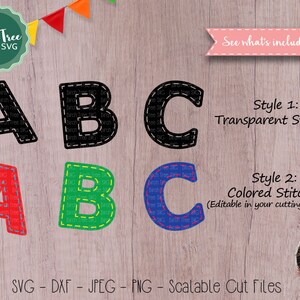 Stitched Alphabet SVG Fonts Cutfile, Stitch Cricut Font SVG, Cuttable ...
