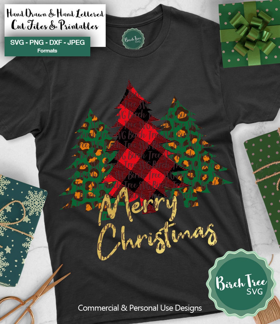 Buffalo Plaid Christmas Trees Svg, Christmas Svg, Leopard Print Svg ...