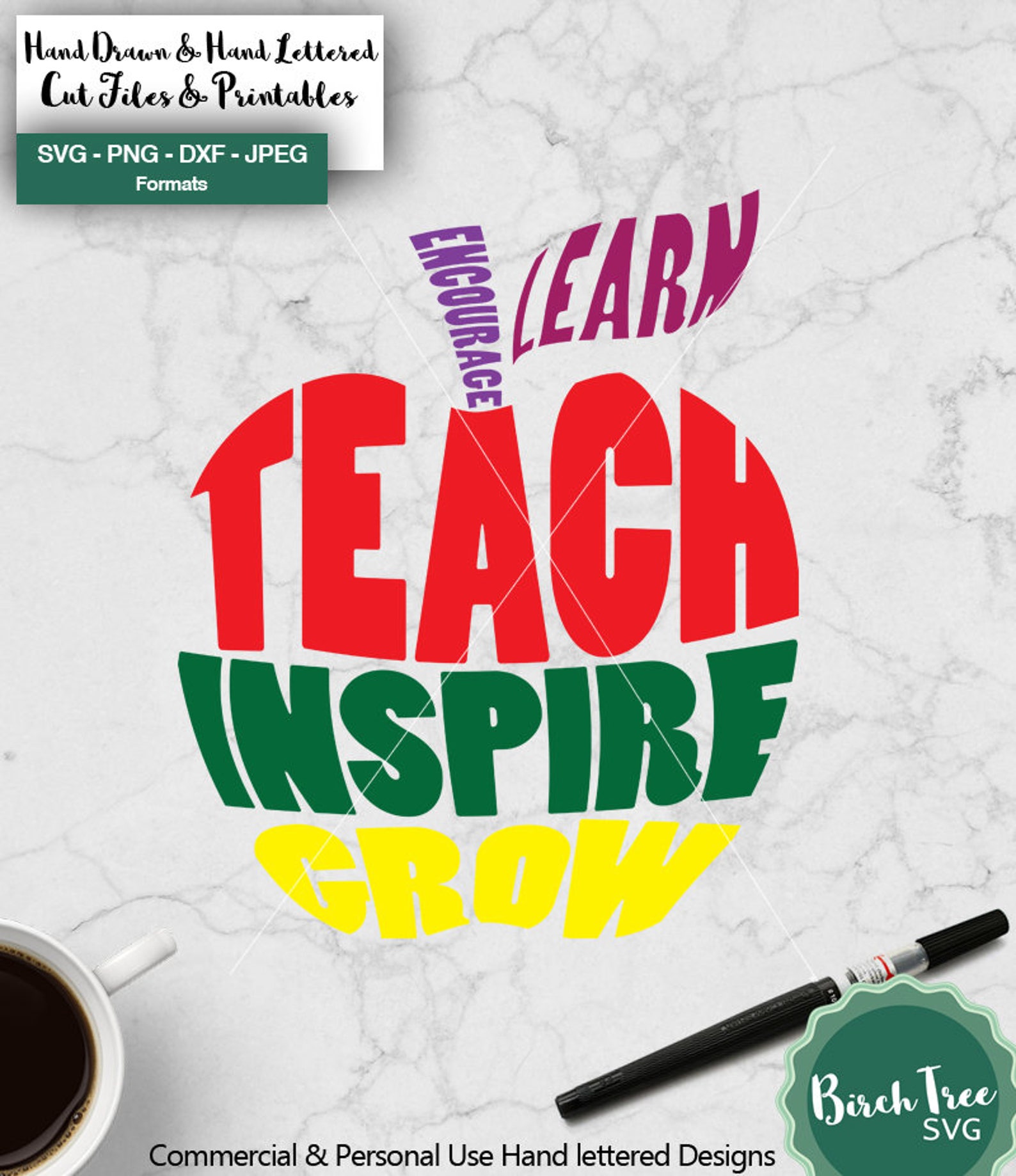 Teach Inspire SVG Teacher SVG Teacher Cutting File School - Etsy