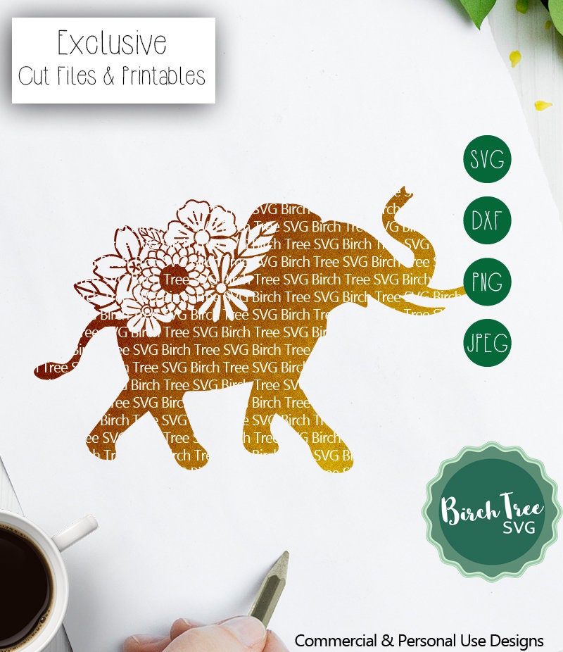 Floral Elephant SVG Cut File Elephant SVG Elephant Clipart | Etsy