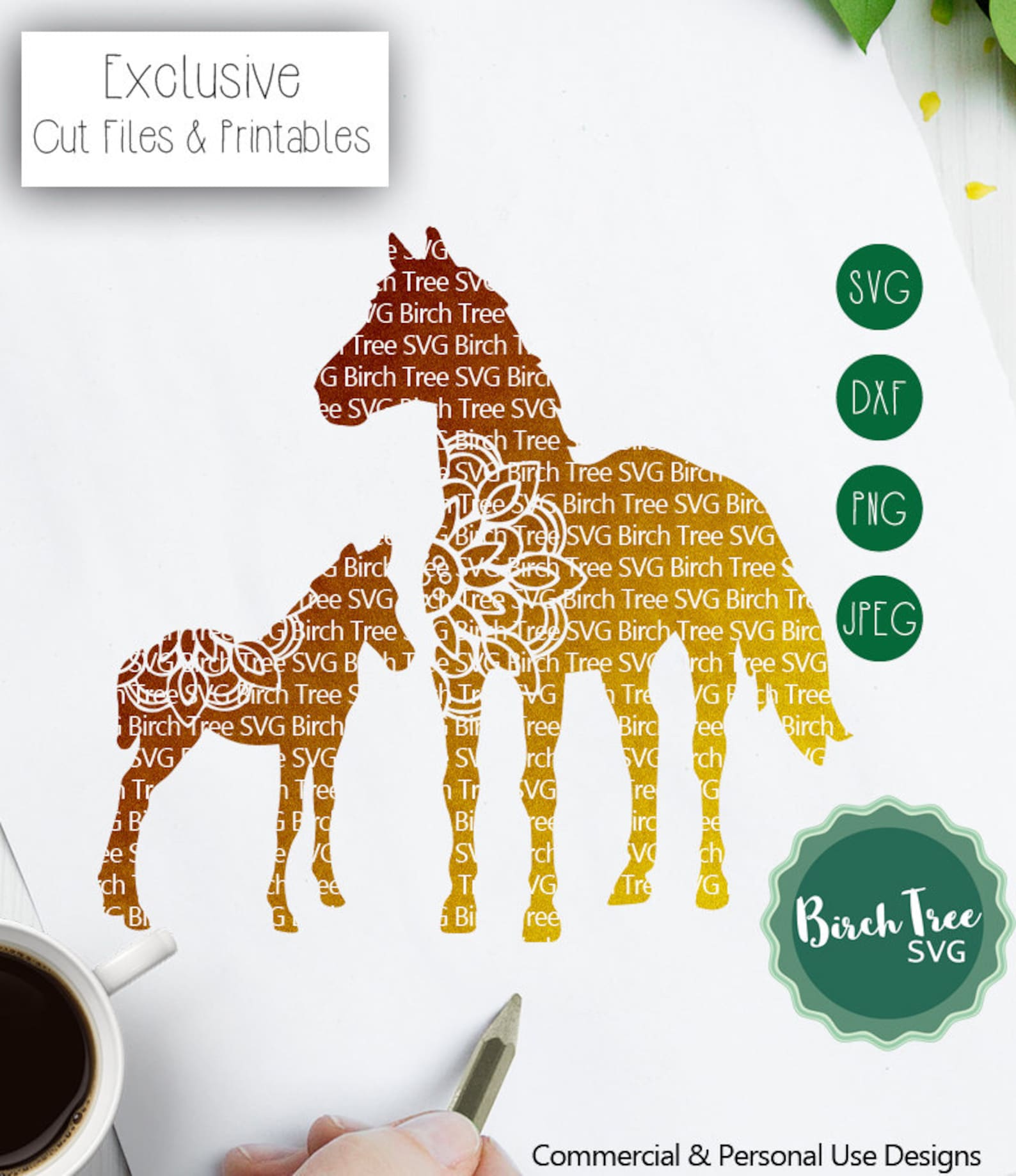Horse and Foal Svg Horse Mandala Svg Horse Svg Cut File - Etsy